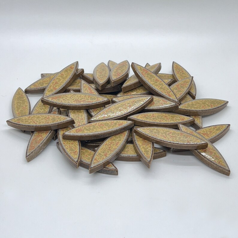 Petal Shaped Mosaic Tiles, Neutral, Earth-tone Color Mottle Glaze, High ...