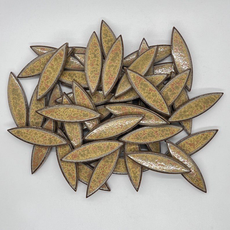 Petal Shaped Mosaic Tiles, Neutral, Earth-tone Color Mottle Glaze, High ...