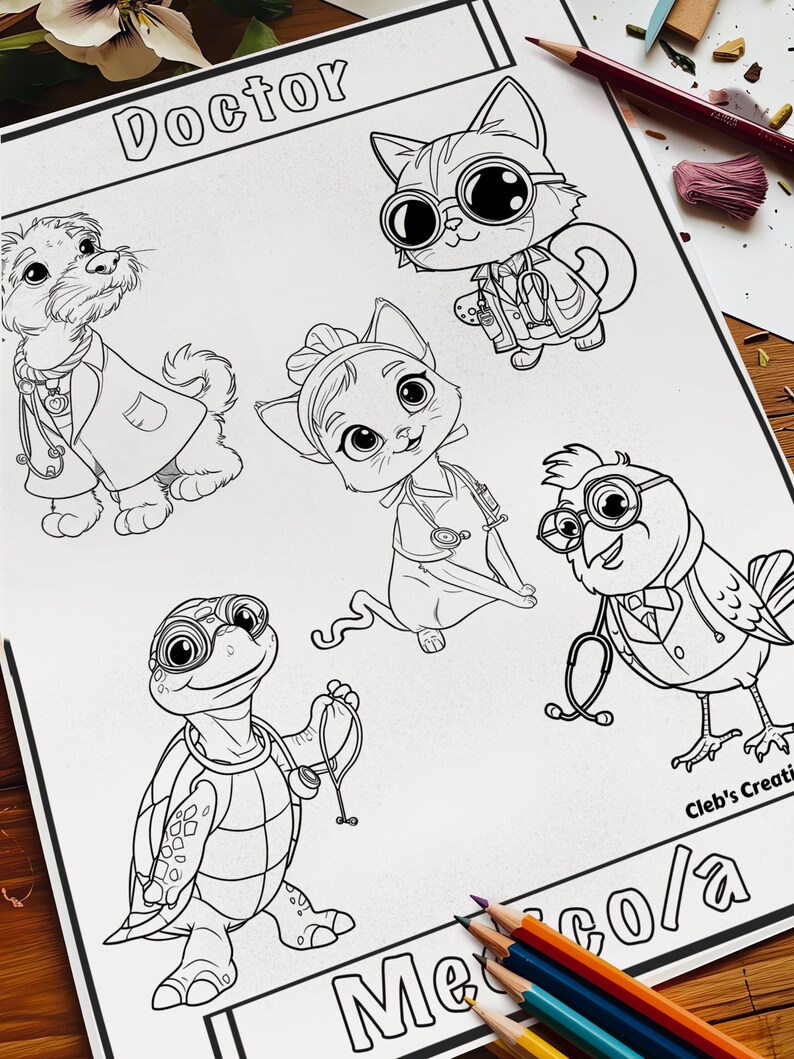Printable Coloring Pages for Kids Bilingual, English Spanish Vol 1 10 ...