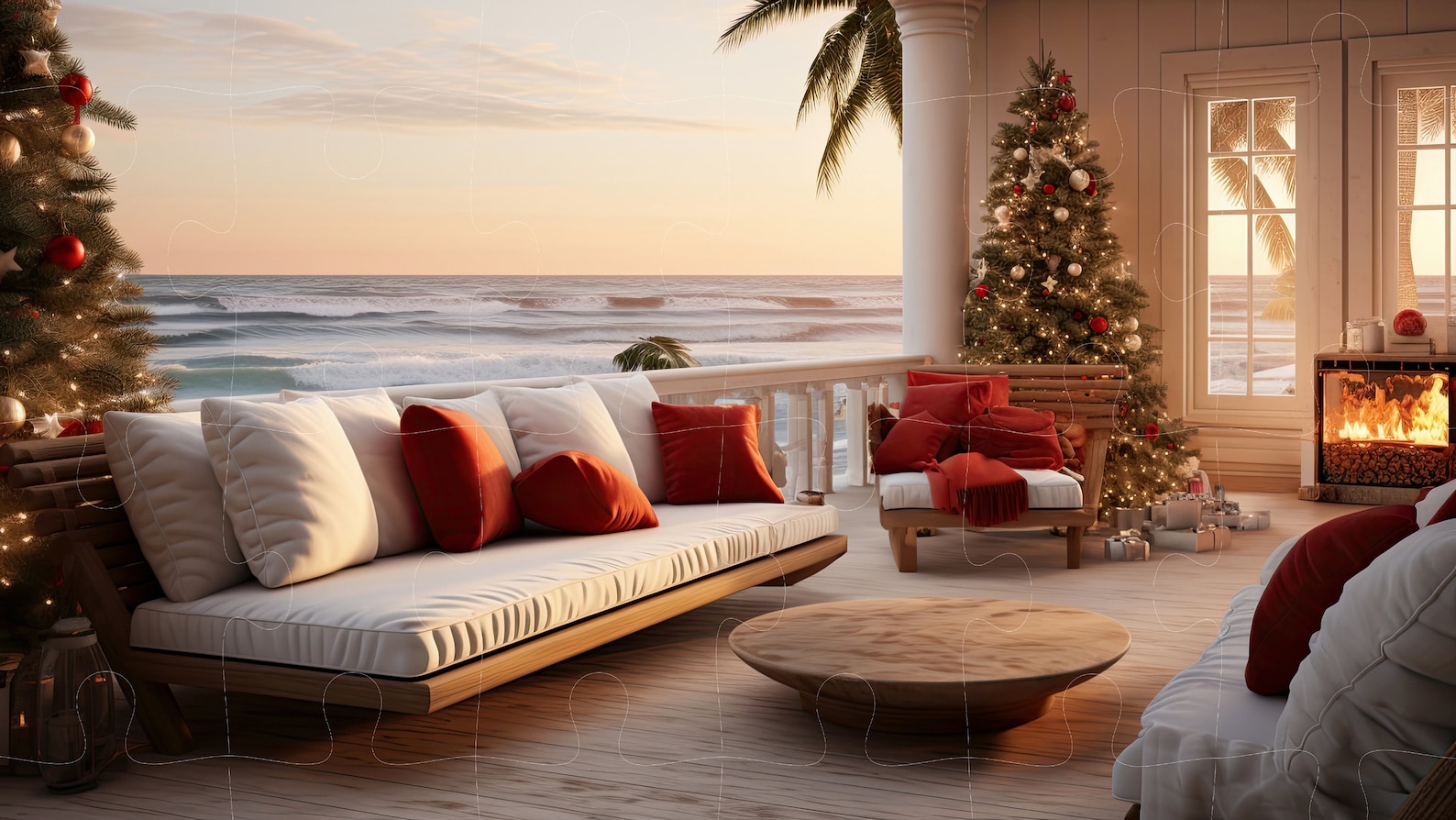 4K Zoom Christmas Virtual Background, Beach Backdrop for Zoom, Backdrop ...