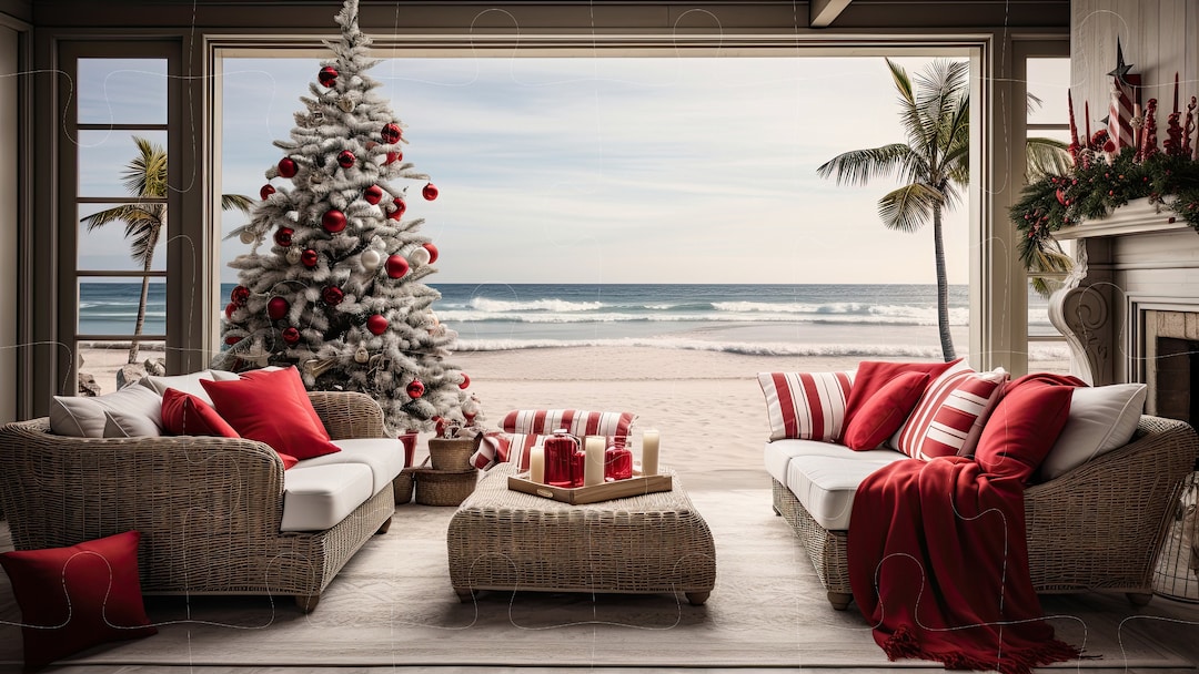 4K Zoom Christmas Virtual Background, Beach Backdrop for Zoom, Backdrop ...