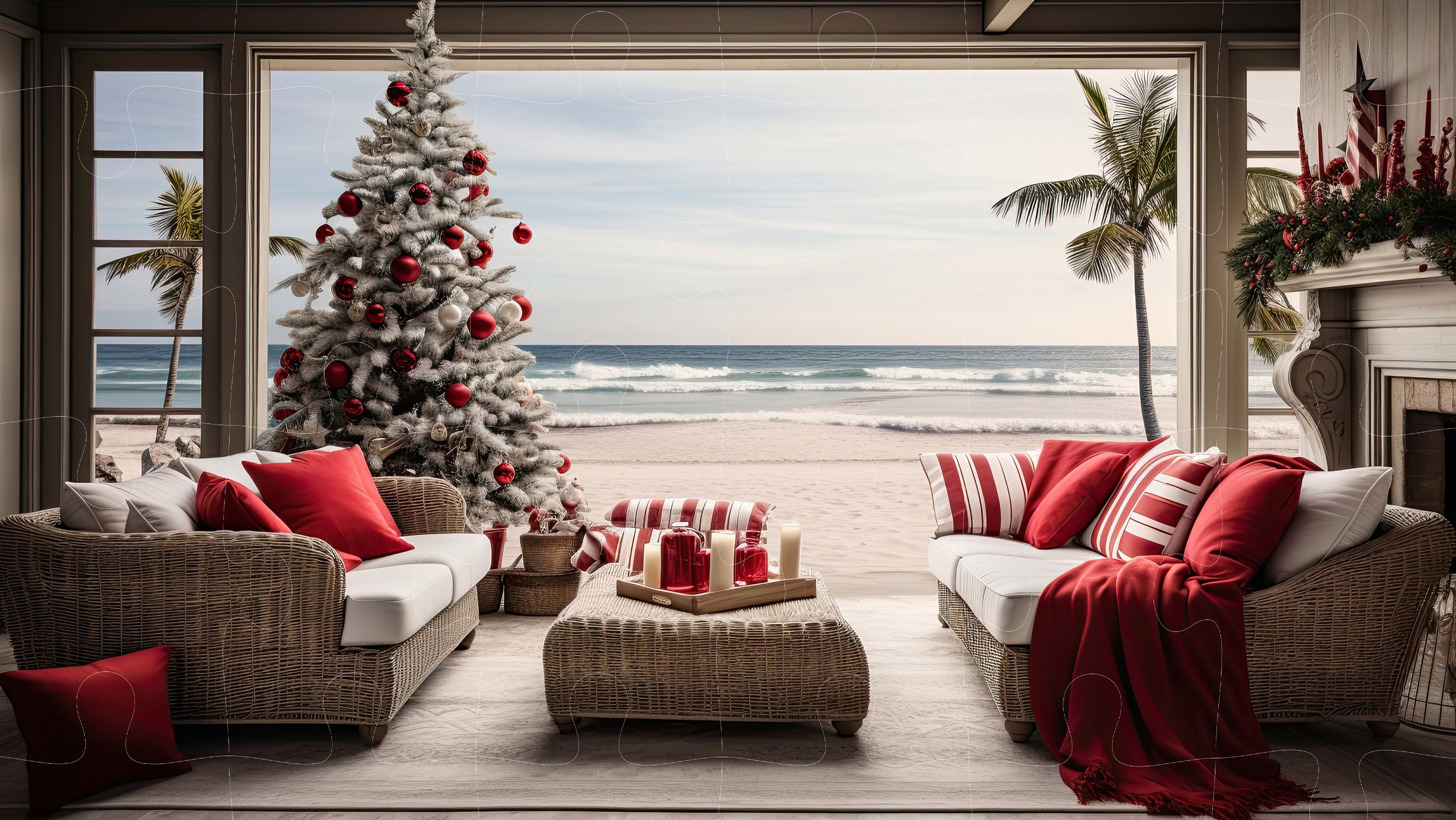 4K Zoom Christmas Virtual Background, Beach Backdrop for Zoom, Backdrop ...