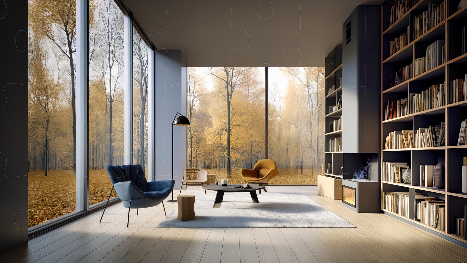 4K Scenic Zoom Virtual Background Office, Microsoft Teams With Fall ...