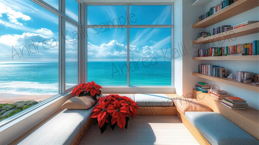4K Zoom Christmas Virtual Background, Beach Backdrop for Zoom, Backdrop ...