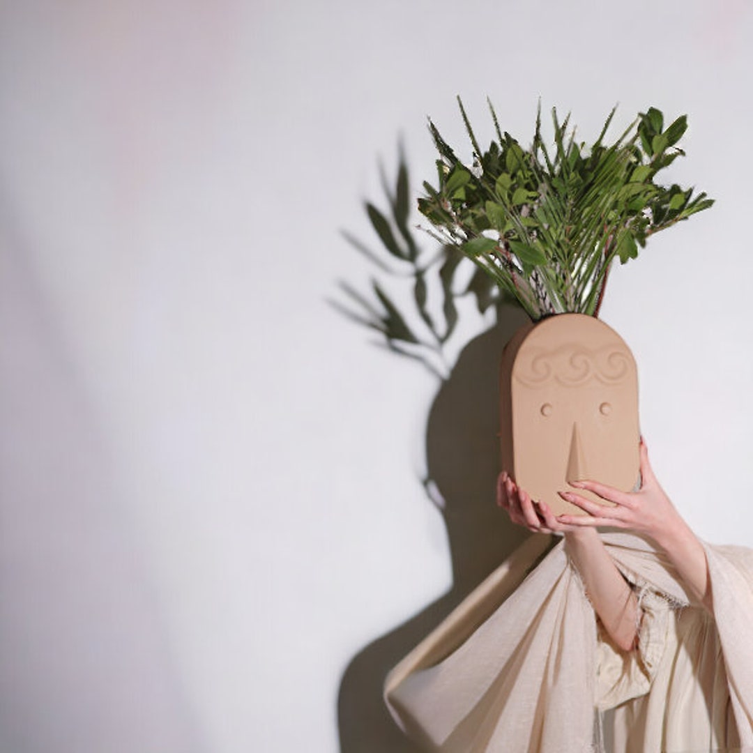 Handmade Beige Ceramic Face Vase Quirky and Unique Home Decor - Etsy