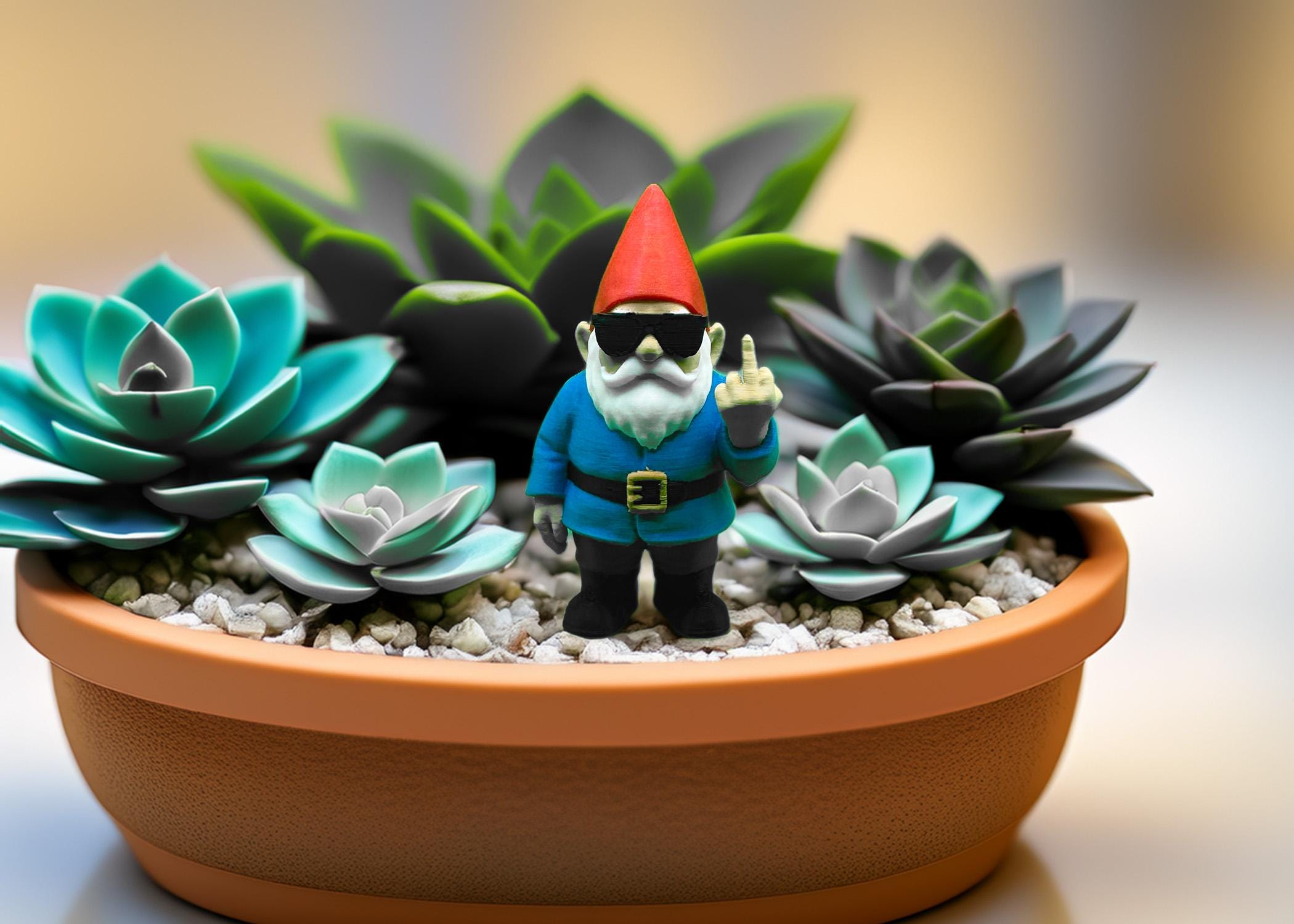 Rude Garden Gnome With Sunglasses: 3D Printed Desk Humor - 2 Variations ...