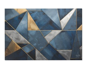 Royal Blue and Gold Geometrical Area Rug - Etsy