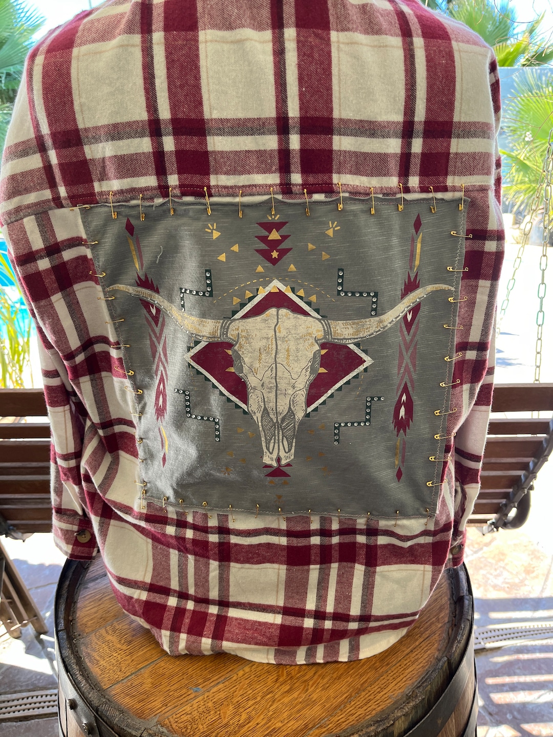 Southwestern Native American Longhorn Skull Flannel Shacket - Etsy