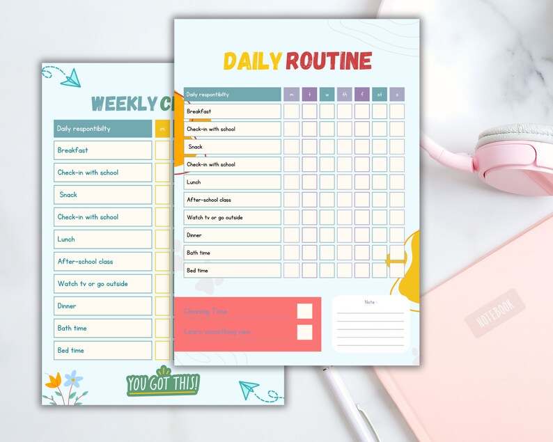 Chore Chart, Printable Dailyand Weekly Kids Chore Chart, Kids ...