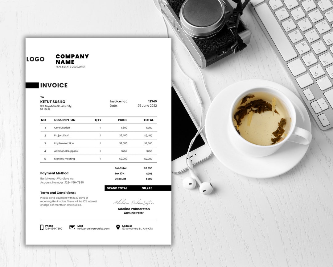Editable Simple Invoice Template, Professional Invoice Layout, Modern ...