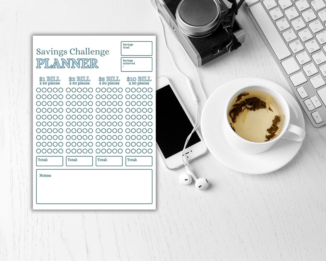 Minimalist Savings Trackers Printable, Simple Saving Challenges, Budget ...