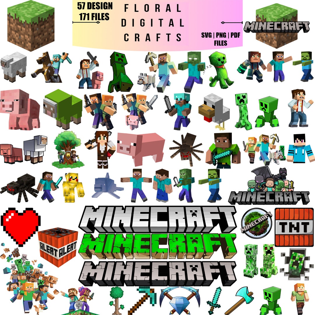 Minecraft Bundle Game Chracters, Svg Png Sticker Print Pdf, Tshirt ...