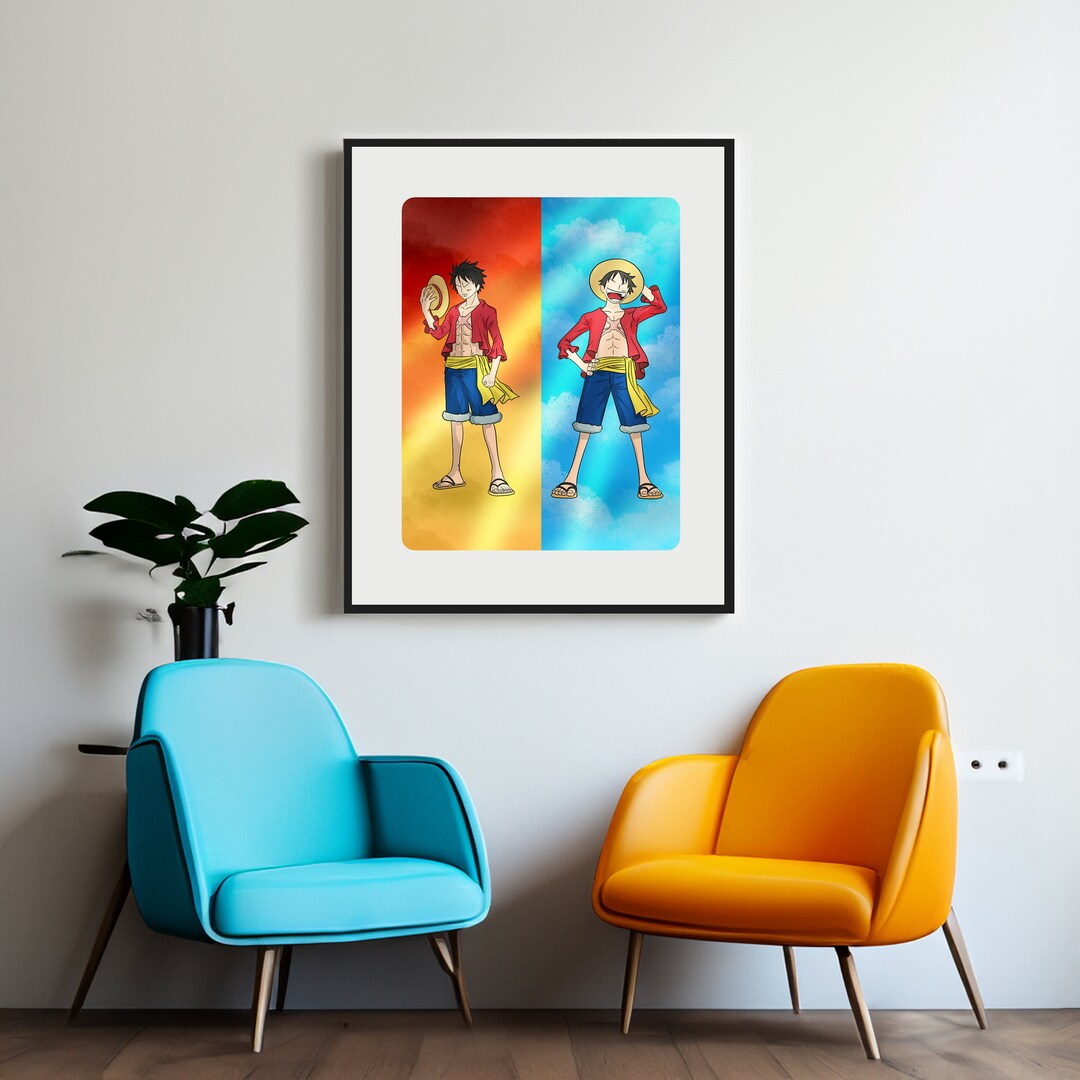 Shades of Luffy 1 one Piece Abstract Minimal Art Line Drawing Poster ...