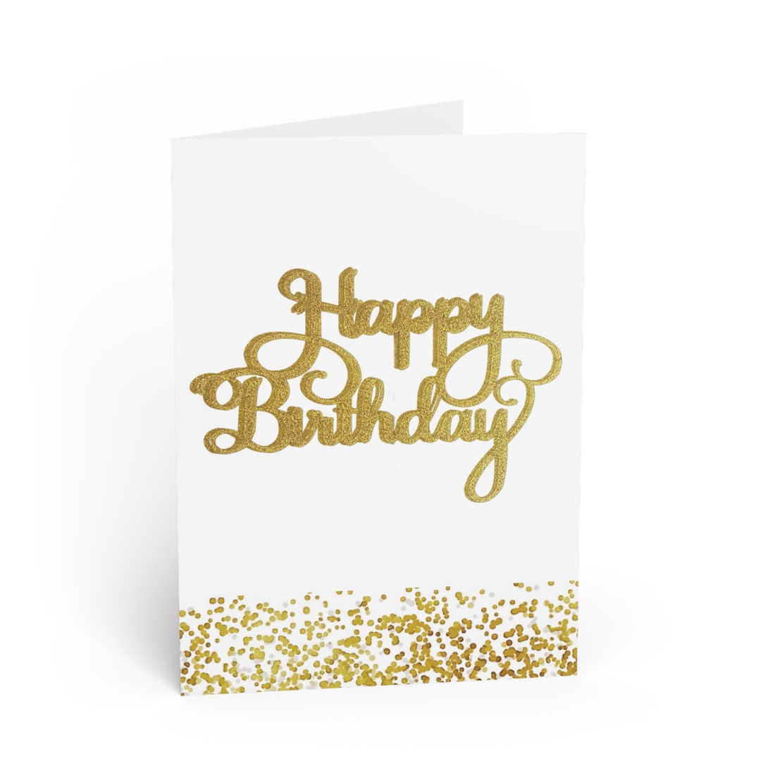 Happy Birthday Card - Gold - Etsy