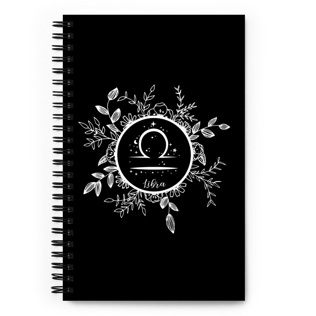 Black Libra Bullet Journal / Astrology Sign Symbol Dot Grid Spiral ...