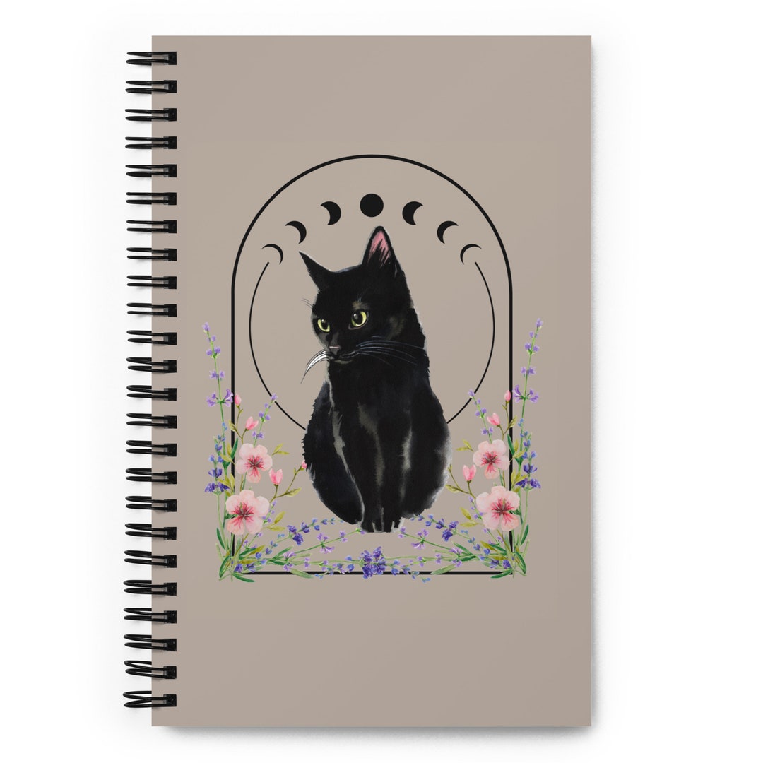 Cottagecore Floral Black Cat Bullet Journal / Spiral Bound Dot Grid ...