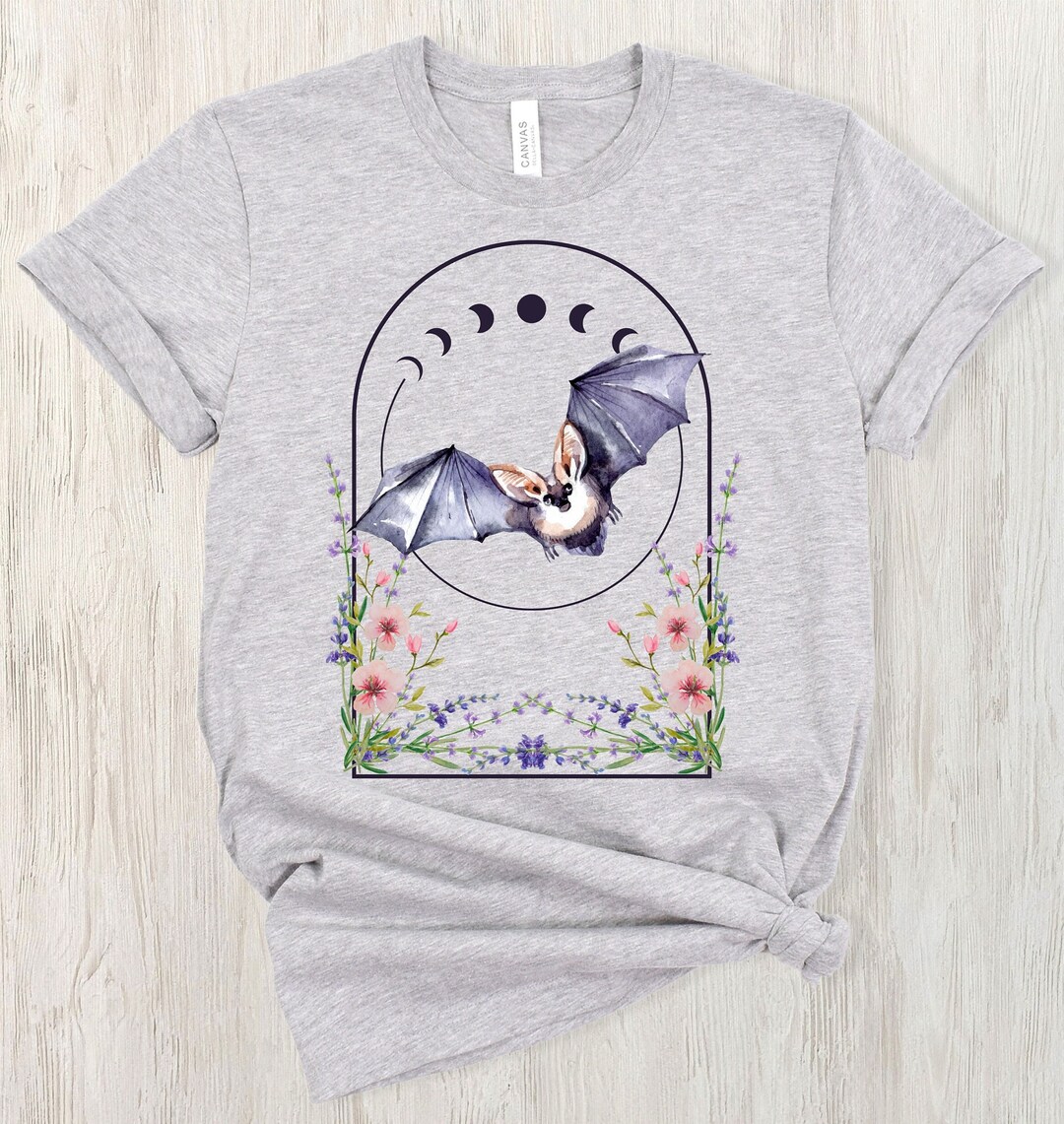 Whimsical Cottagecore Bat Graphic T-shirt / Bella and Canva Printed Tee ...