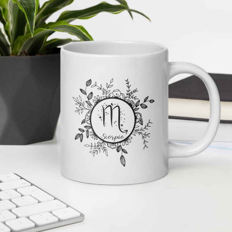 Scorpio Symbol Coffee Mug / White Minimalist Astrology Sign Coffee Cup ...