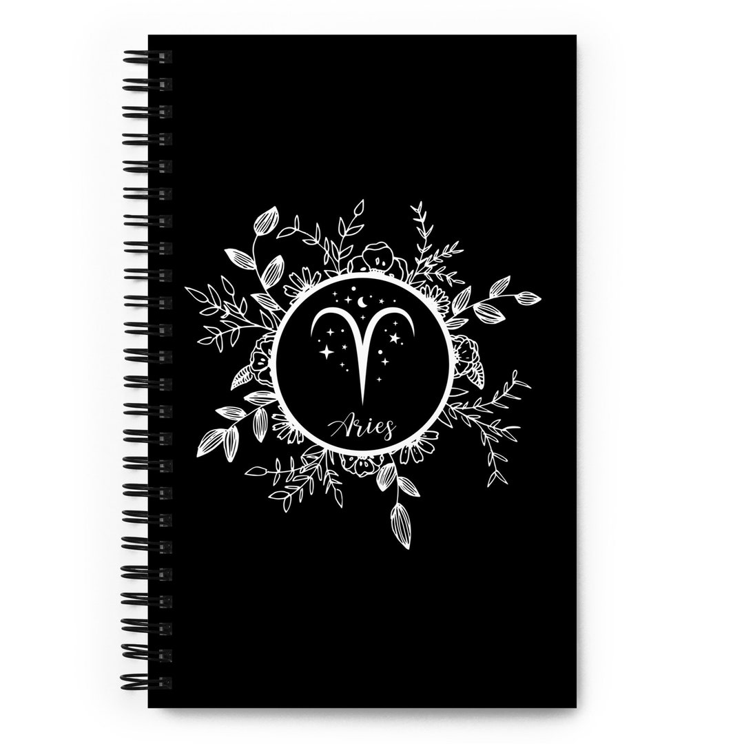 Black Aries Bullet Journal / Astrology Sign Symbol Dot Grid Spiral ...