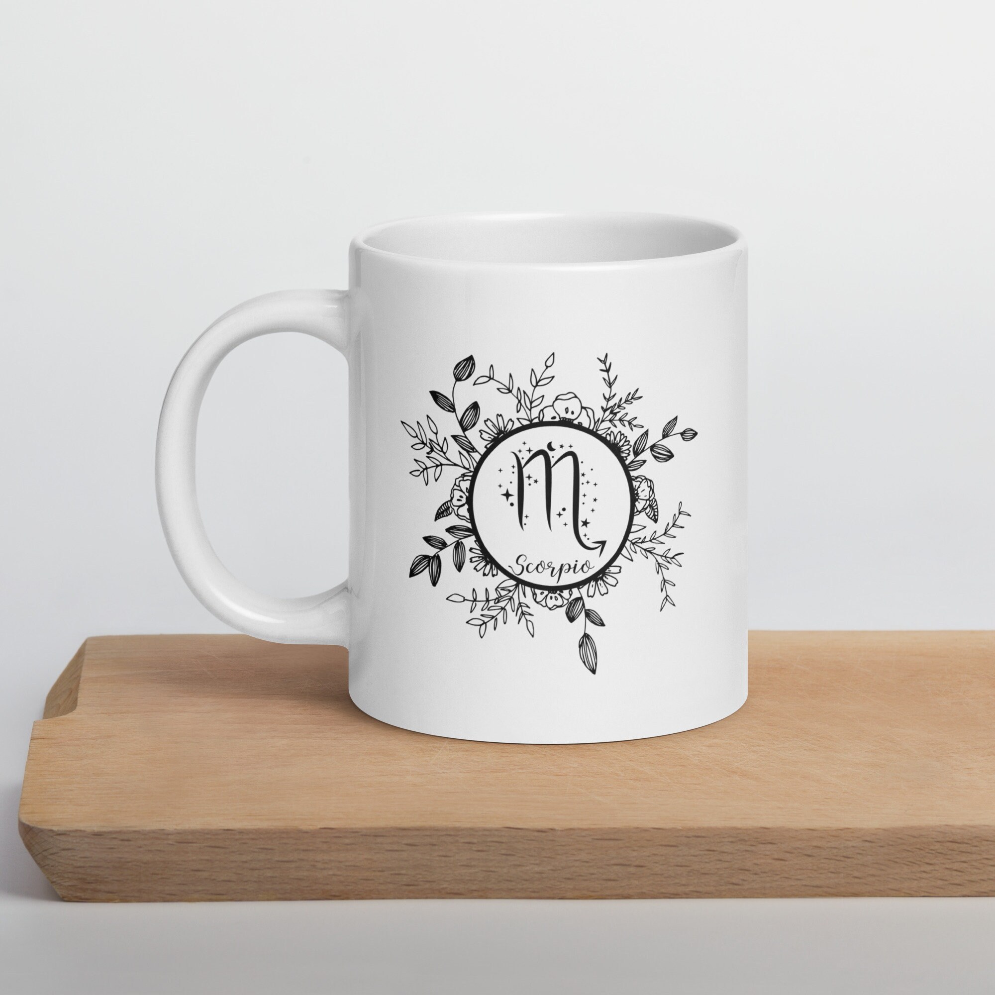 Scorpio Symbol Coffee Mug / White Minimalist Astrology Sign Coffee Cup ...
