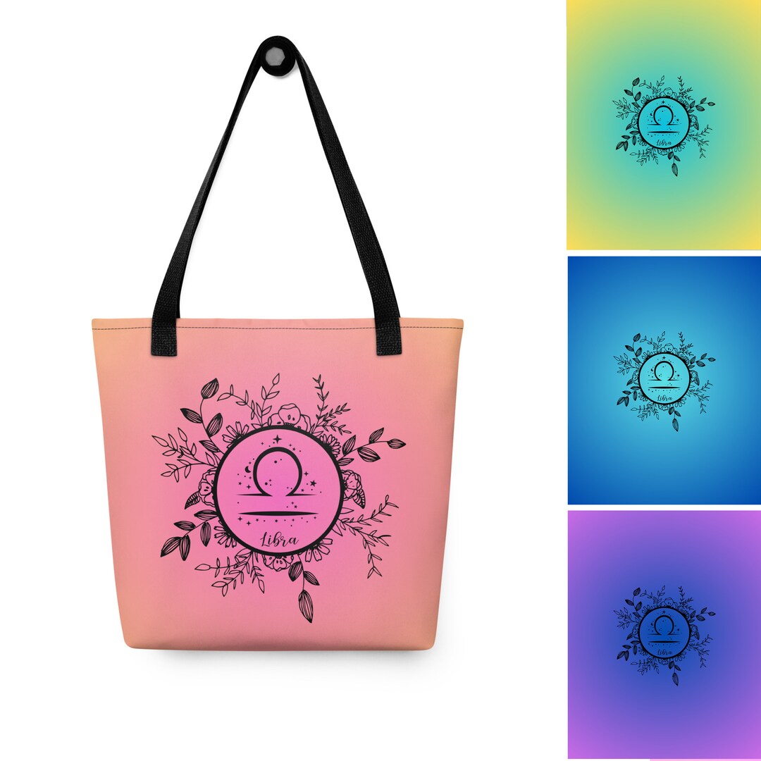 Libra Zodiac Symbol Canvas Tote / Sun Sign Astrology Book Bag ...