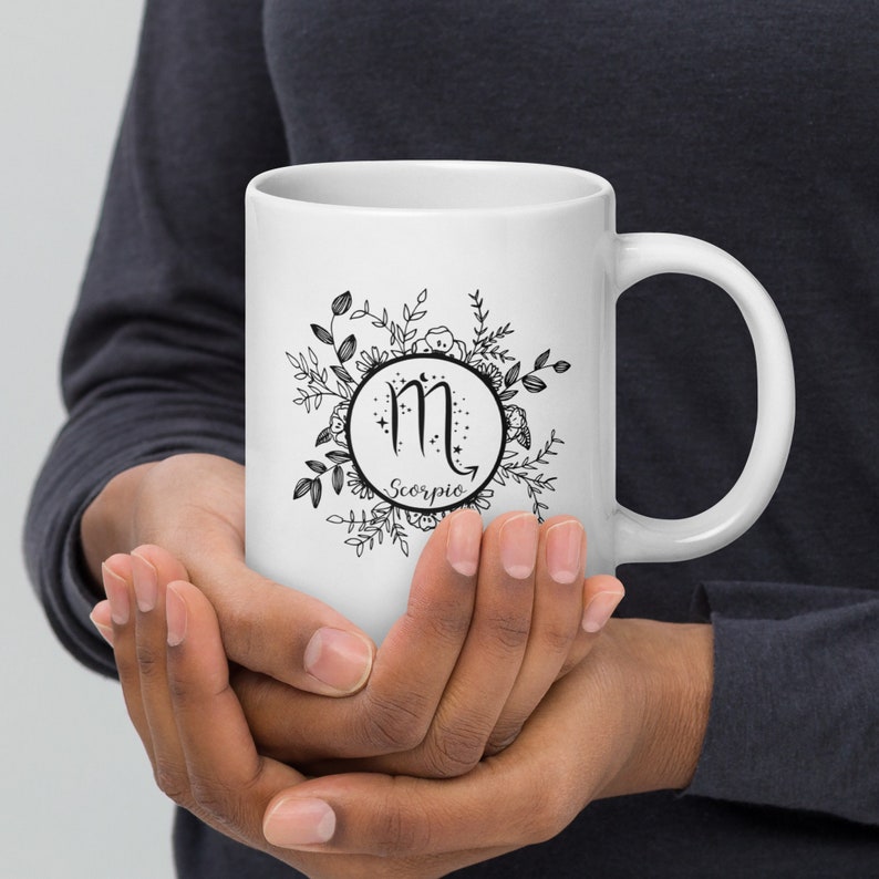 Scorpio Symbol Coffee Mug / White Minimalist Astrology Sign Coffee Cup ...