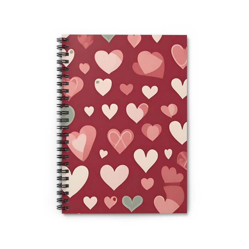 Retro Heart Notebook, Valentines Day Heart Journal, Heart Spiral ...
