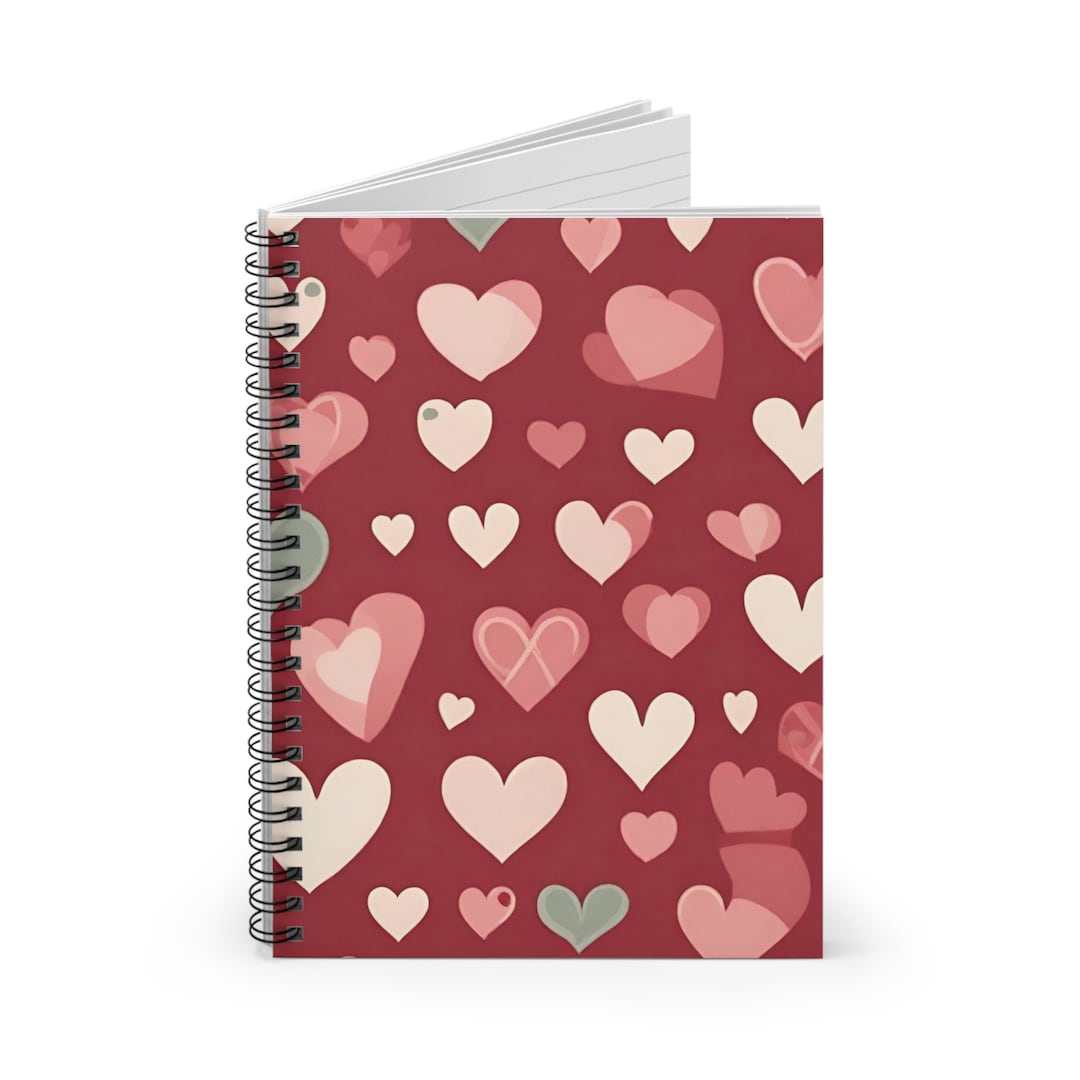 Retro Heart Notebook, Valentines Day Heart Journal, Heart Spiral ...