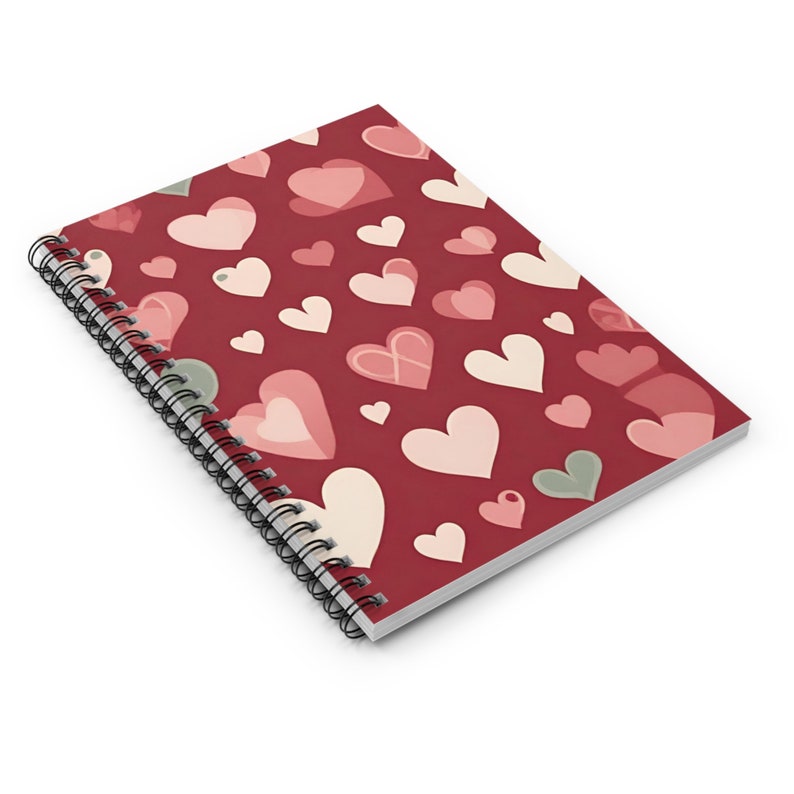Retro Heart Notebook, Valentines Day Heart Journal, Heart Spiral ...