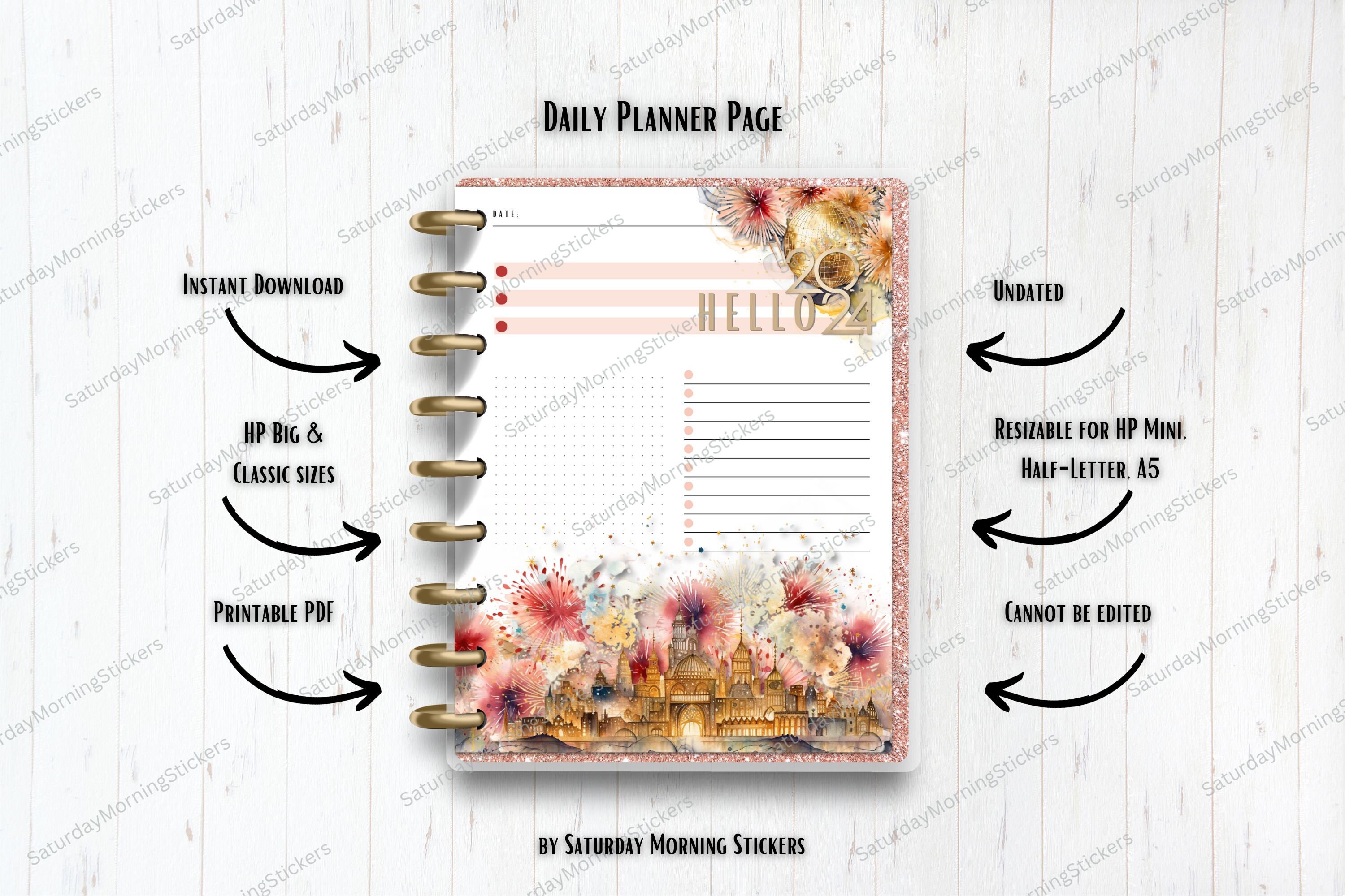Rose Gold New Year Printable Daily Planning Page - Etsy