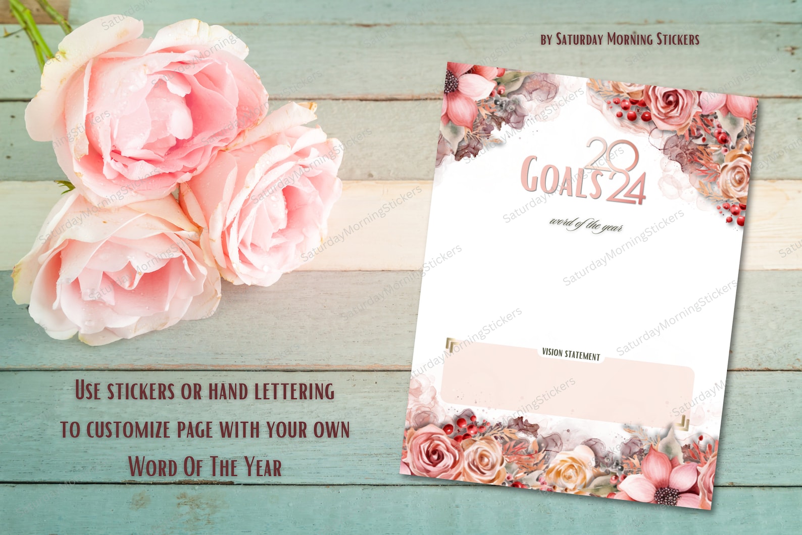 Printable Rose Gold Word of the Year Planner Page - Etsy