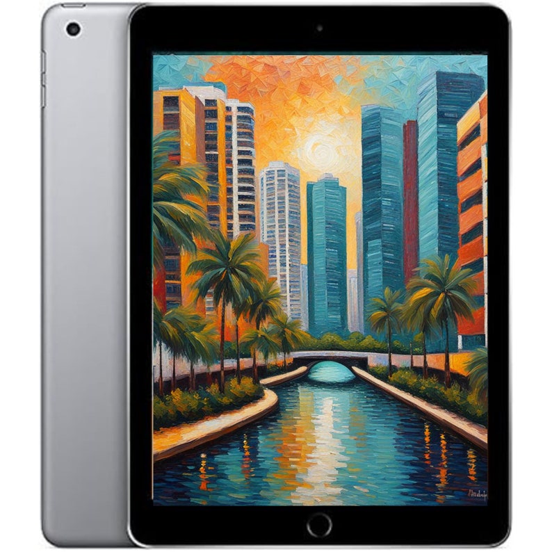 IMPRESSIONIST MIAMI PRINT Miami Skyline Poster Urban Artwork Digital ...