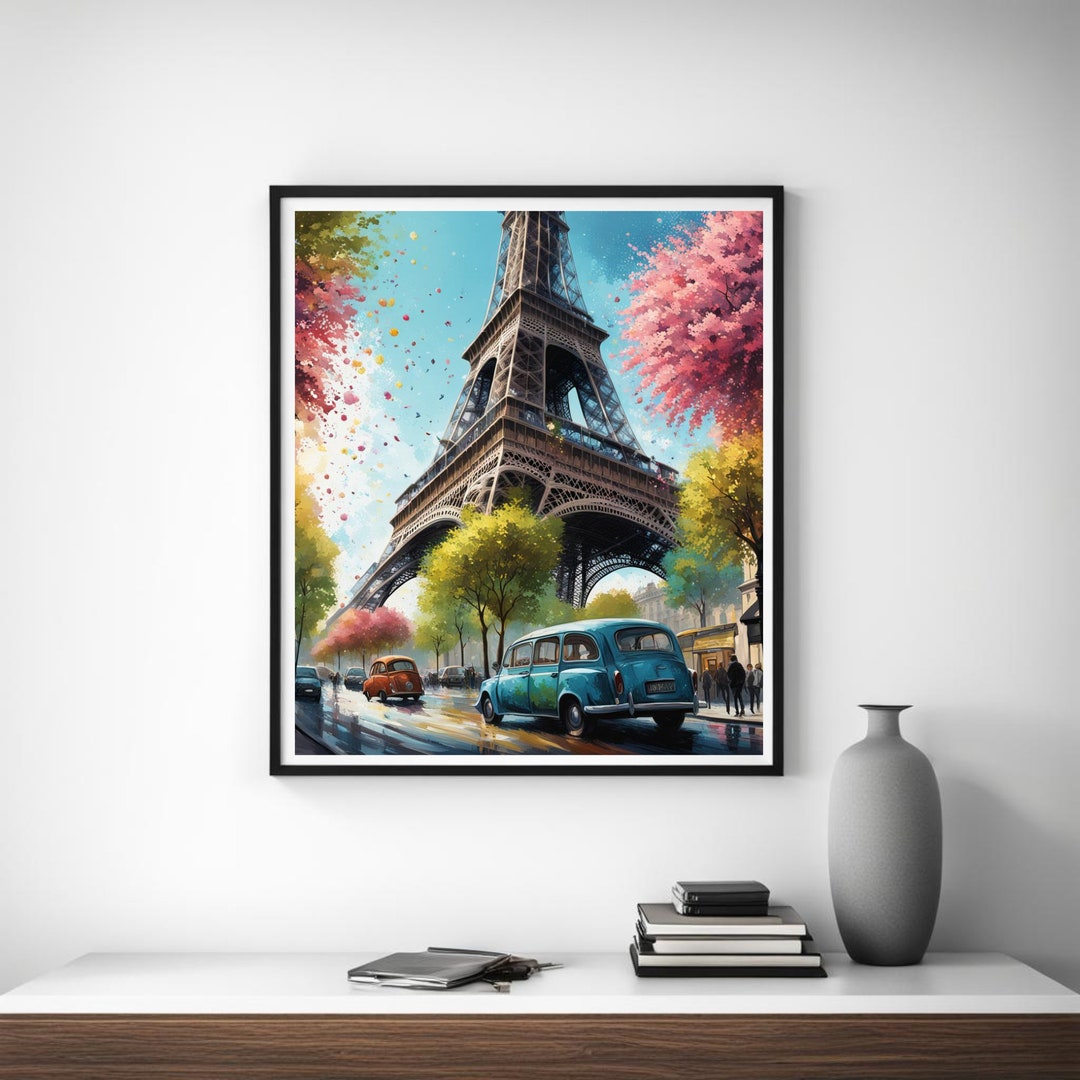 Colorful Spring in Paris, Printable Wall Art, Digital Print, Urban Art ...