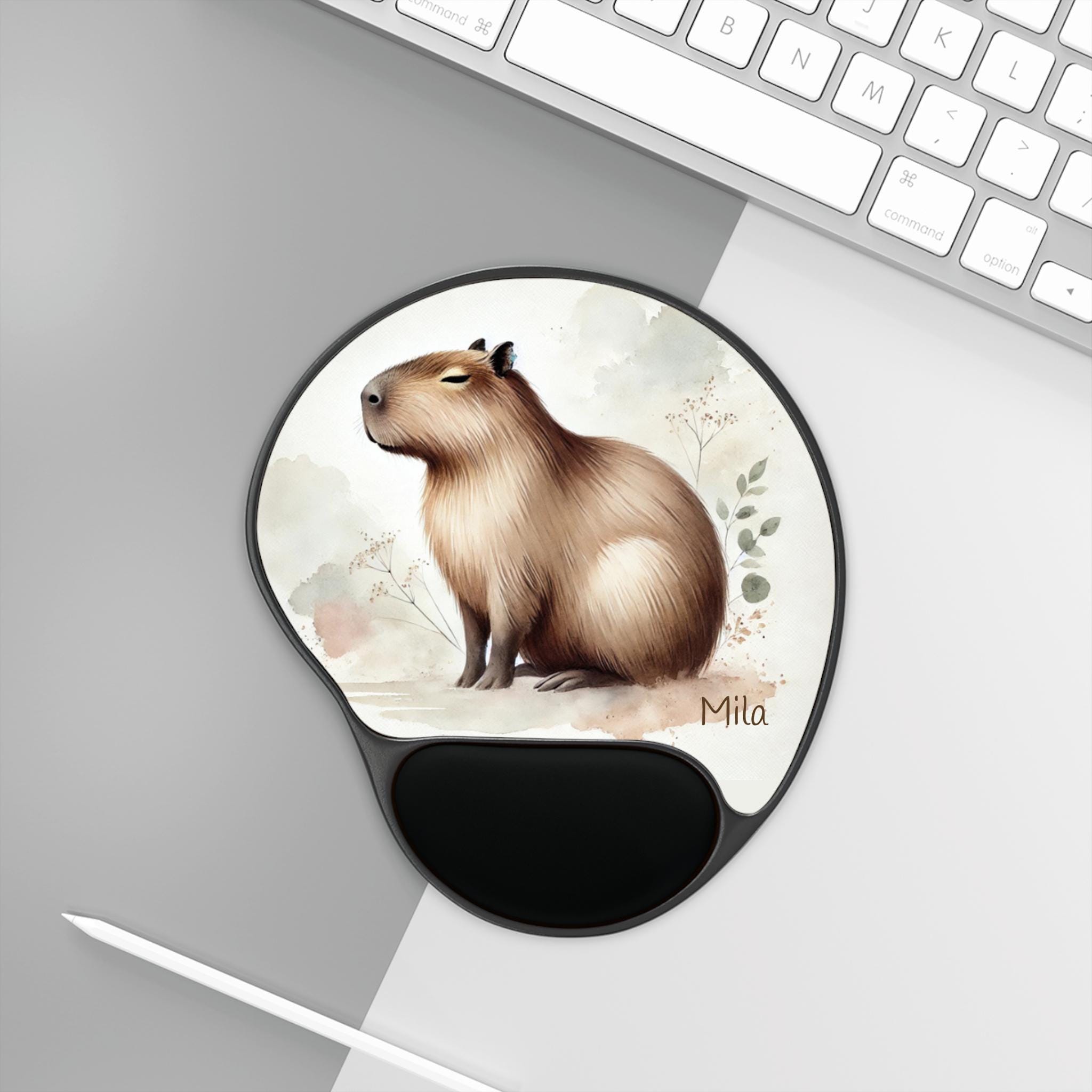Custom Mouse Pad With Wrist Rest Cappy Capybara Capybaras Beige ...
