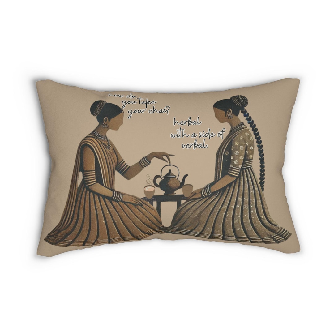 Custom Lumbar Pillow Funny Chai Cha Tea Hostess Housewarming Neutral ...