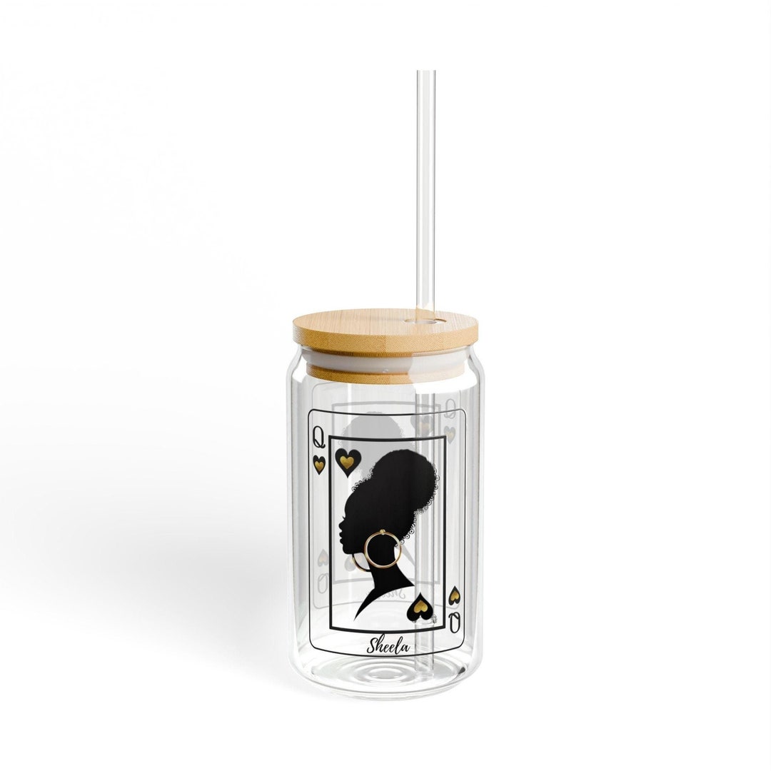 Customize Tumbler Sipper Glass 16 Oz African American Soul Sista Black ...