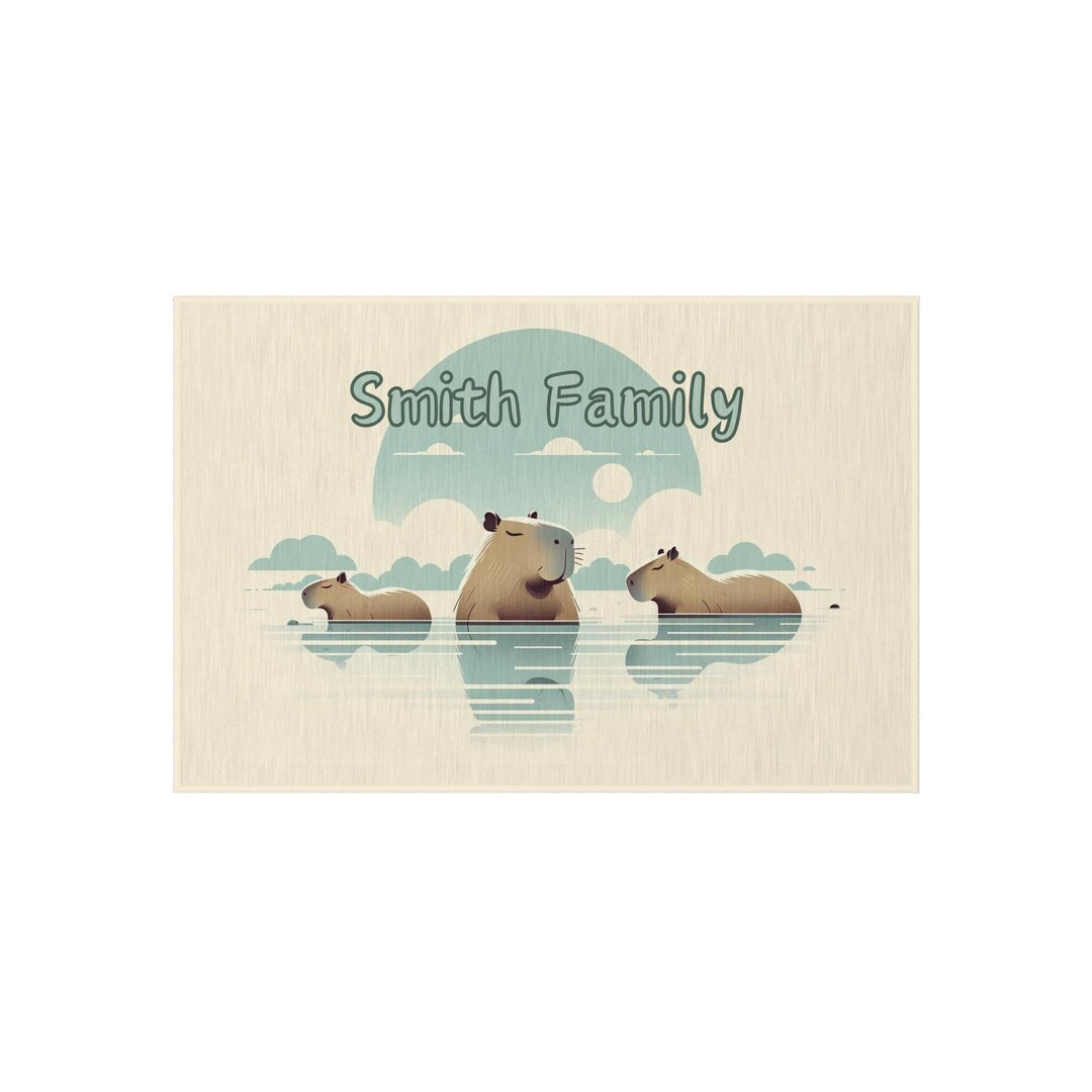 Customize Outdoor Rug Cute Capybara Design, Water, Capybaras, Water ...