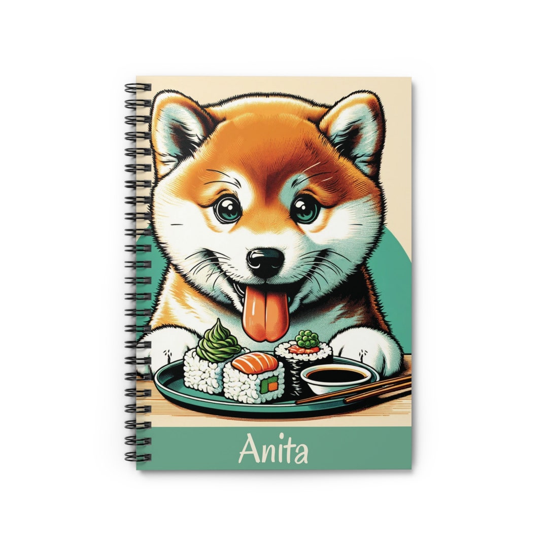 Personalized! Spiral Notebook, Shiba Inu, Sushi, Puppy, Dog Lover ...