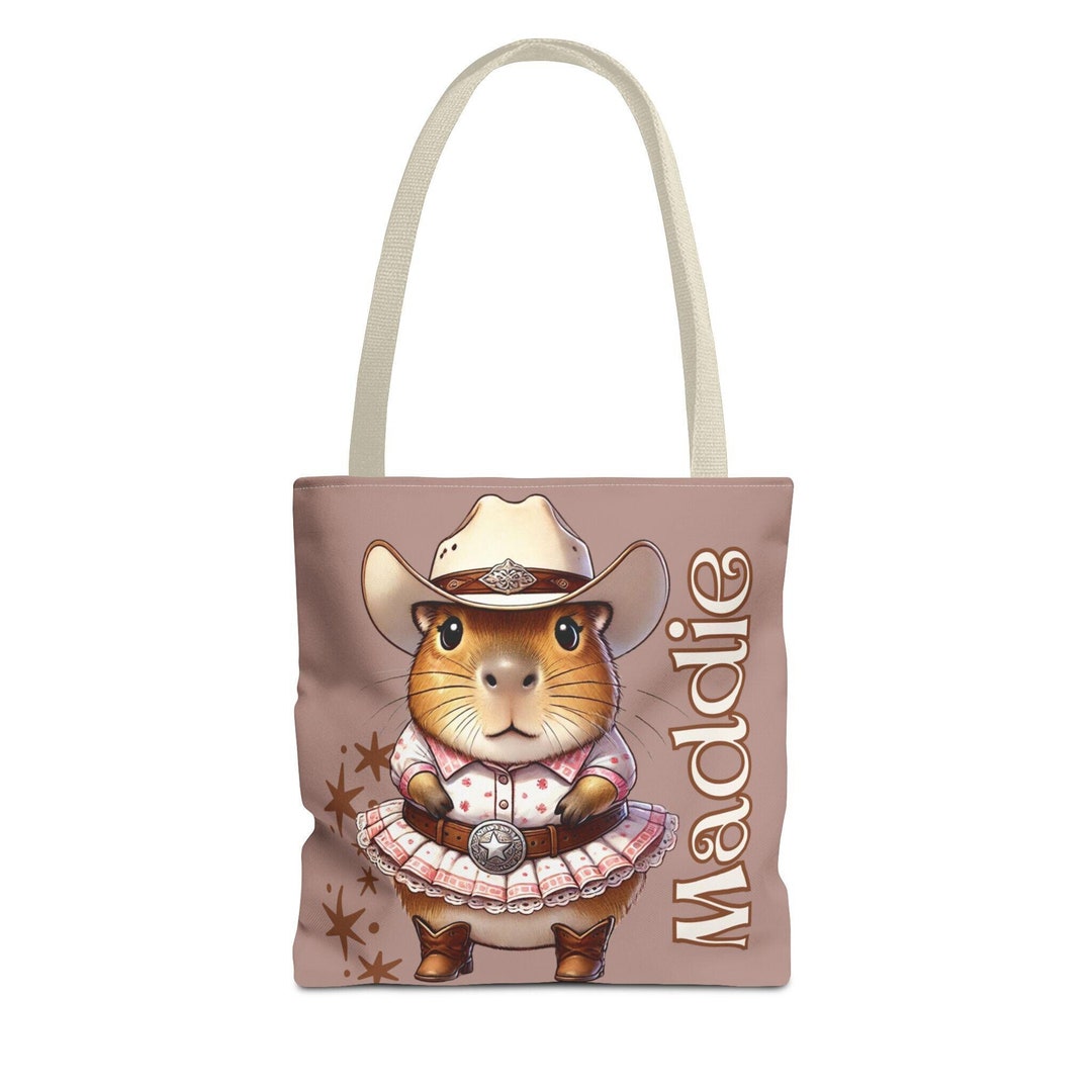 Custom Capybara Western Cowgirl Capybaras Rodent Lover Tote Bag Errand ...