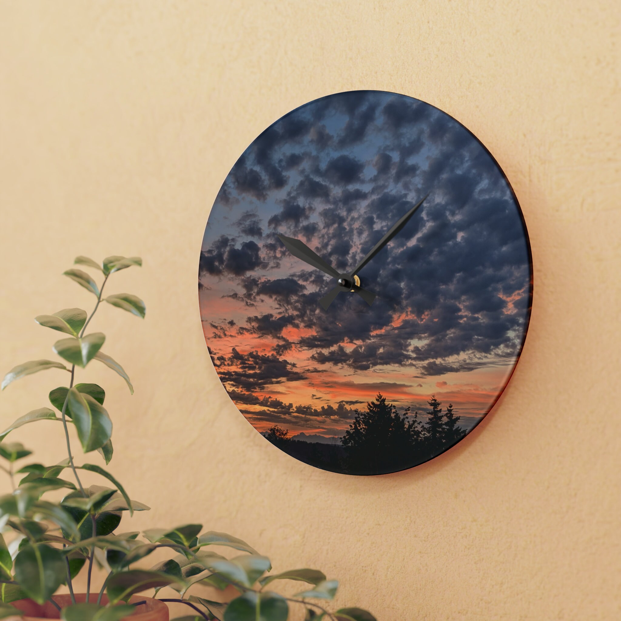 outlet sale Mountain Nightfall Acrylic Wall Clock