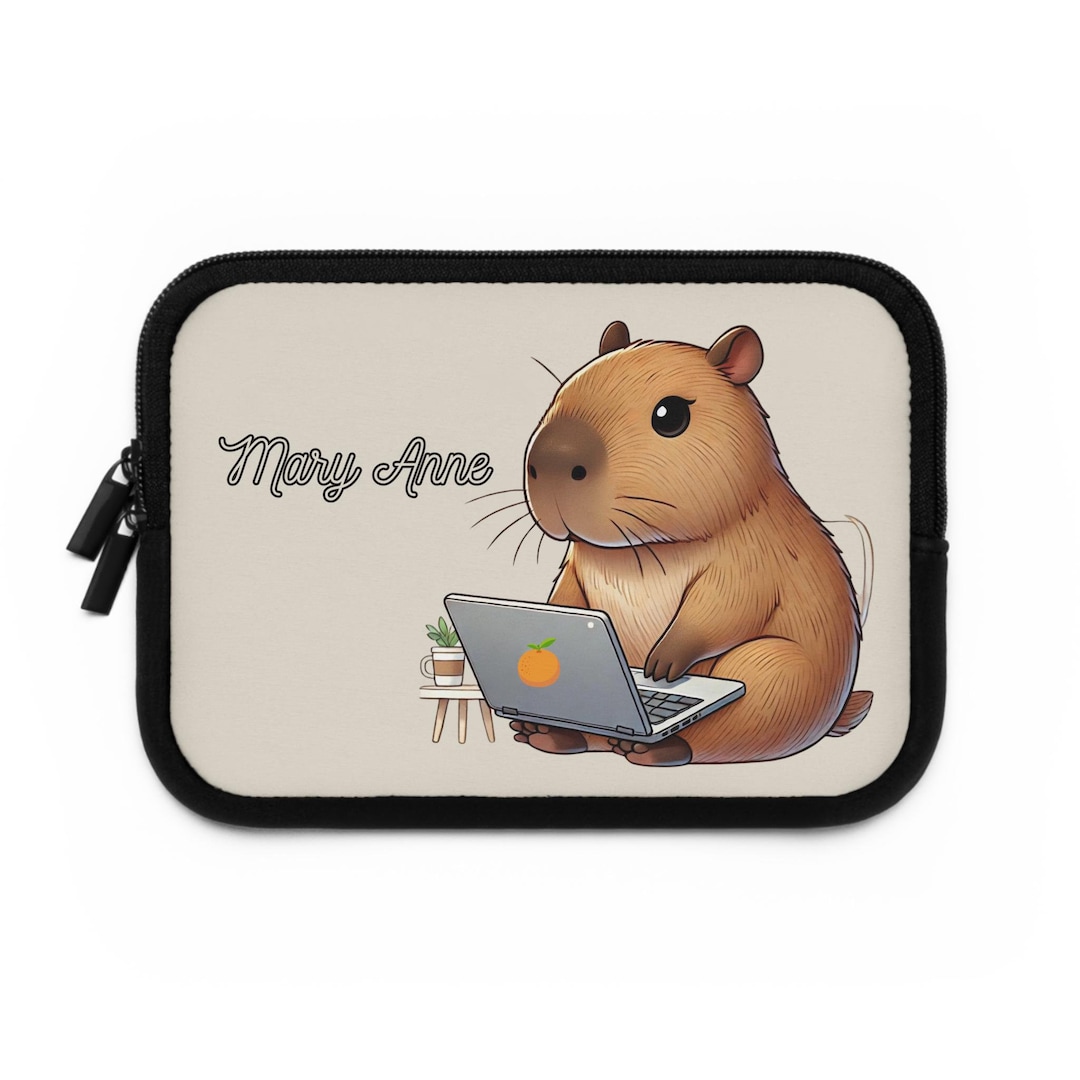 Custom Laptop Sleeve Capybara Orange Rodent Lover Capybara Gifts ...