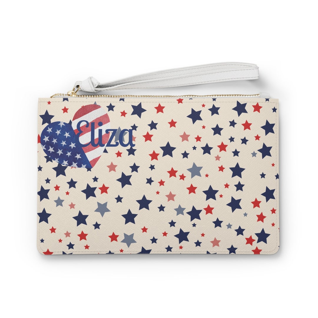 Personalized! Mini Vegan Clutch Bag, Make up Bag, Patriotic Clutch, Bag ...