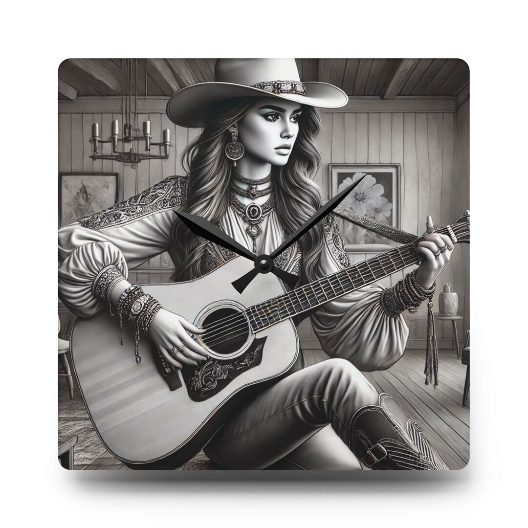 Customization Offered! Acrylic Wall Clock, Cowboy, Cowgirl Gift, Gift ...