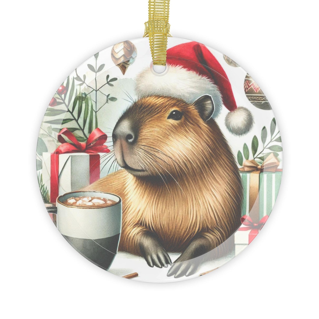 Customize Text Capybara Cappy Capy Holidays Rodent Lover GLASS ...