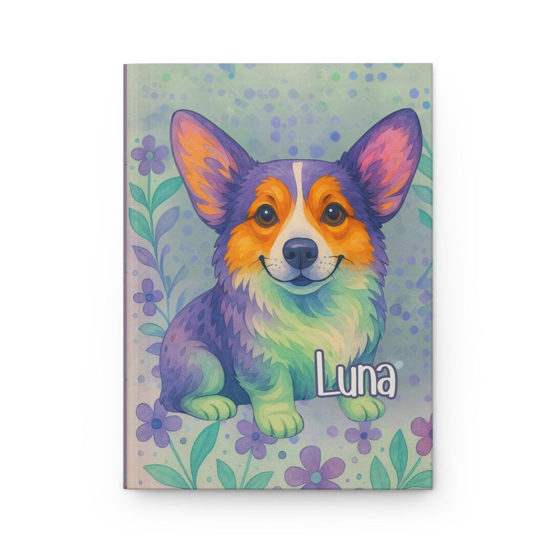 Custom Text Cute Artsy Water Color, Corgi Lovers Notebook Journal ...