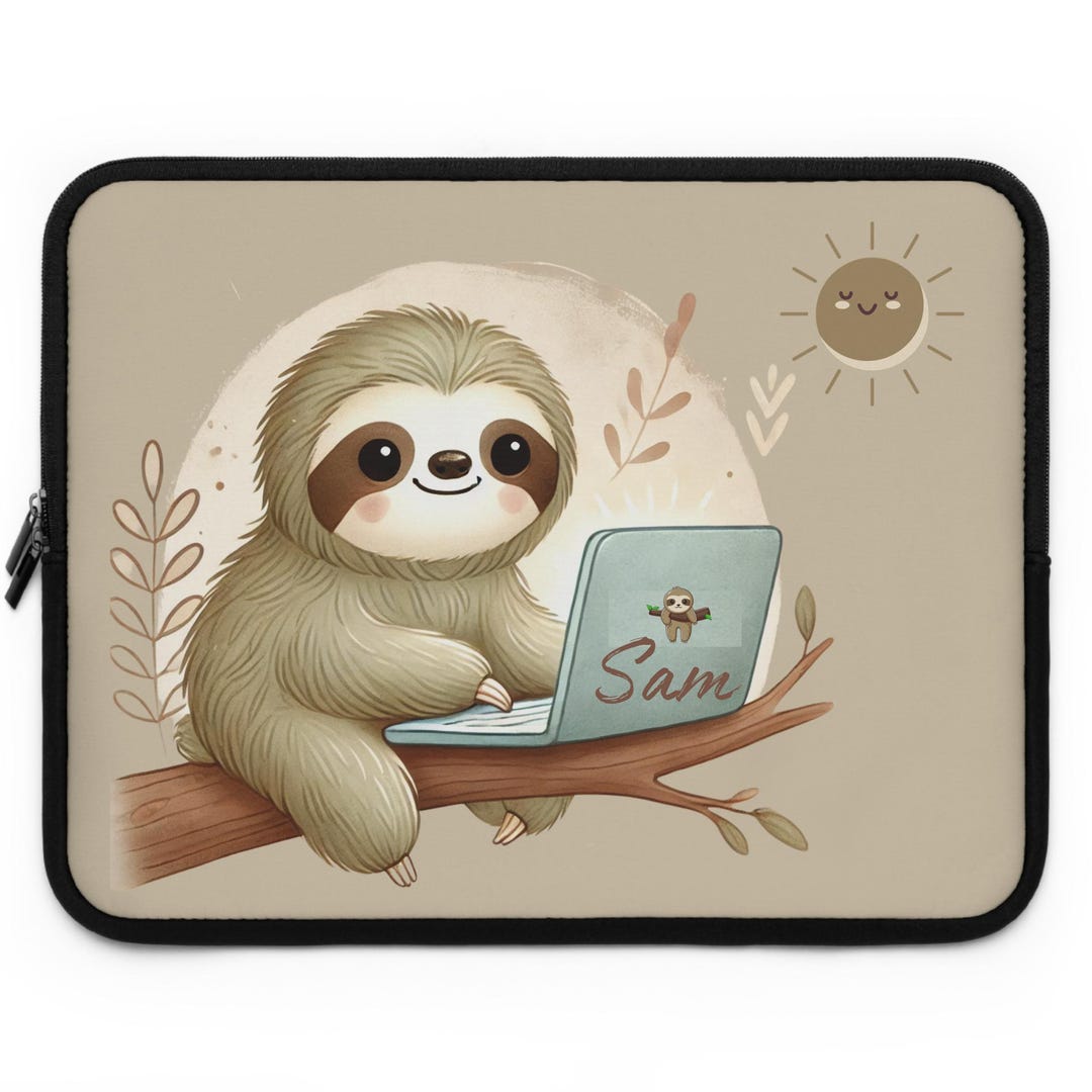 Custom Sloth Laptop Sleeve, Cute Sloth Lazy Laptop iPad Sleeve, Sloth ...