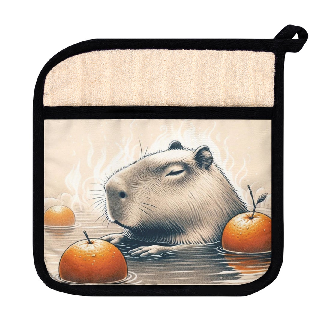 Capybara Pot Holder Calm Orange Pot Holder Cute Capybara Neutral ...