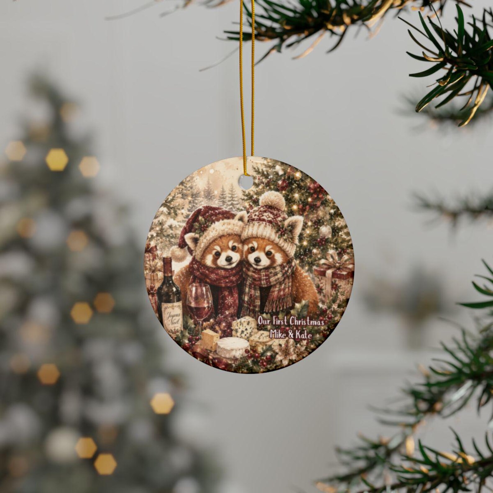 Custom Text Dual Sided Red Panda Firefox Lovers Ornament, Our First 1st ...
