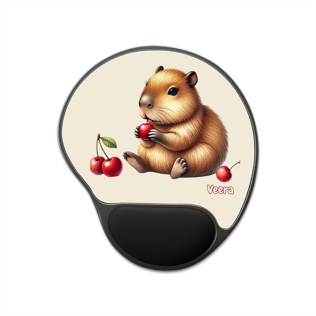 Custom Mouse Pad With Wrist Rest Cappy Capybara Capybaras Cherry ...