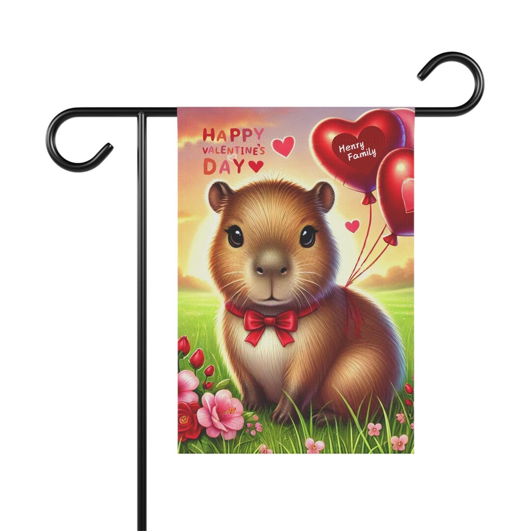 Custom Garden Cute Capybara Capy Cappy Valentines Galentine Flag Yard ...